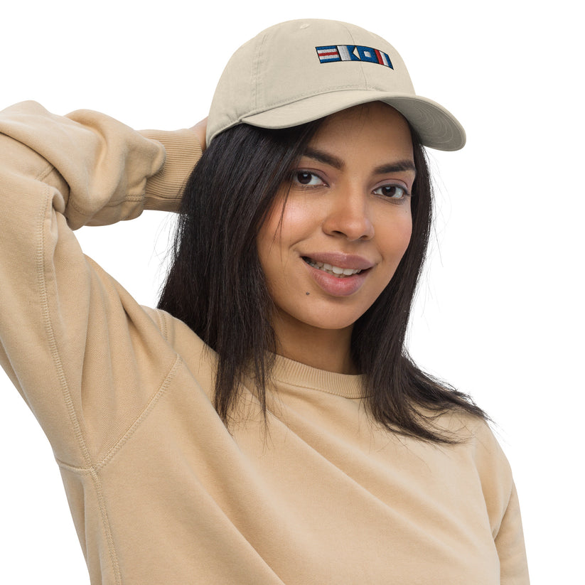 Organic dad hat with CAPT (captain) spelled out with signal flags, sem – ForeverNauti